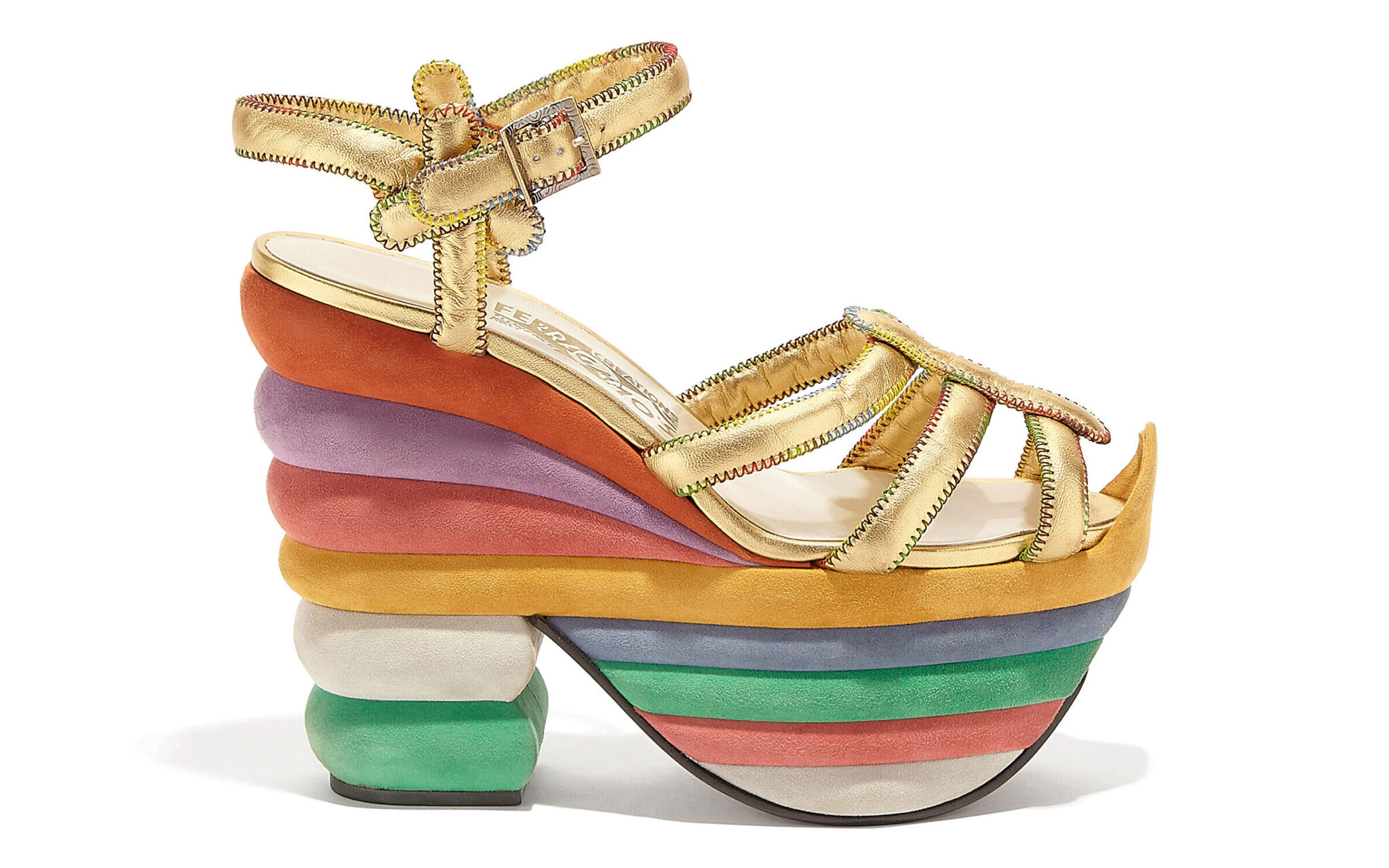 Maximillian Davis Reinterpreted Ferragamo's Iconic Rainbow Platform - V ...